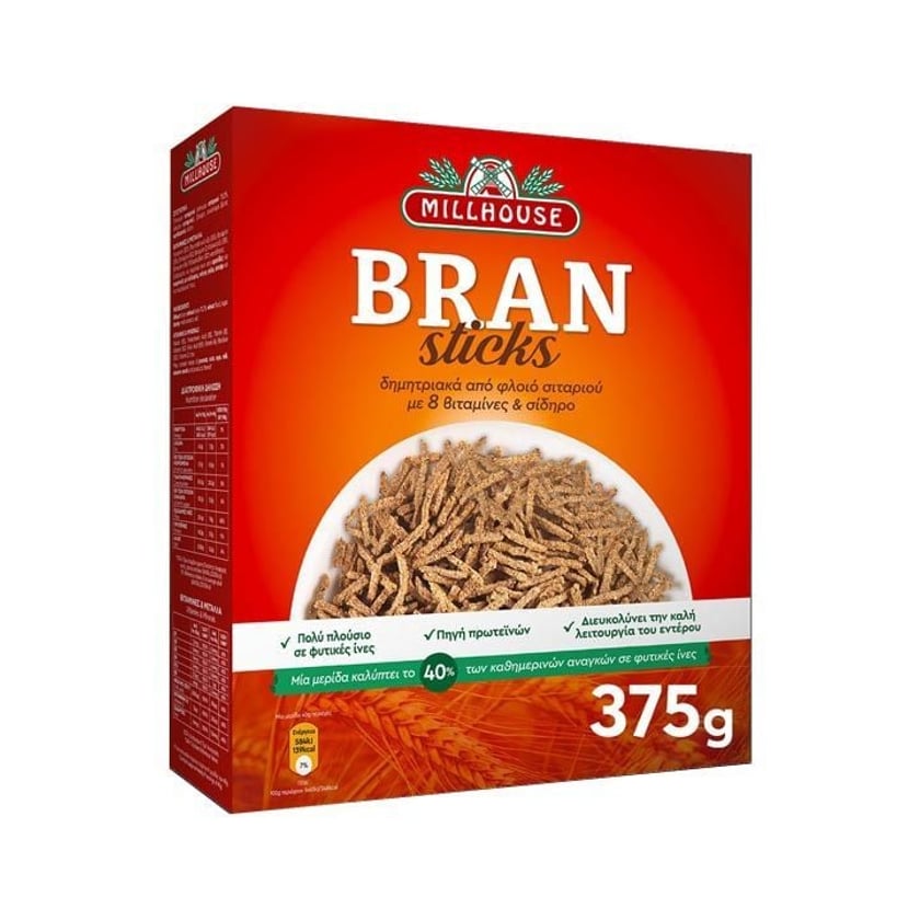 Millhouse Δημητριακά Bran Sticks 375g Delivery | Παράγγειλε Millhouse ...