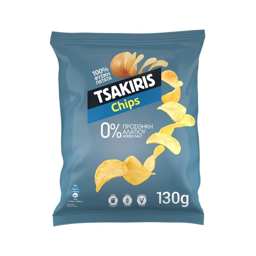 Tsakiris Πατατάκια 0% Αλάτι 130g Delivery | Παράγγειλε Tsakiris Πατατάκια 0% Αλάτι 130g Online ...
