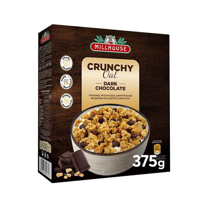 Millhouse Βρώμη με Κομμάτια Μαύρη Σοκολάτα 375g Delivery | Παράγγειλε Millhouse Βρώμη με ...