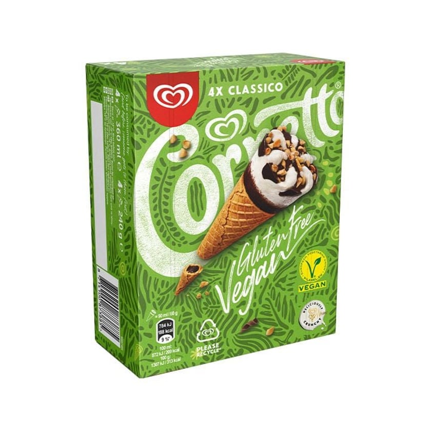 Cornetto Παγωτό Vegan & Gluten free 4x90ml Delivery | Παράγγειλε ...