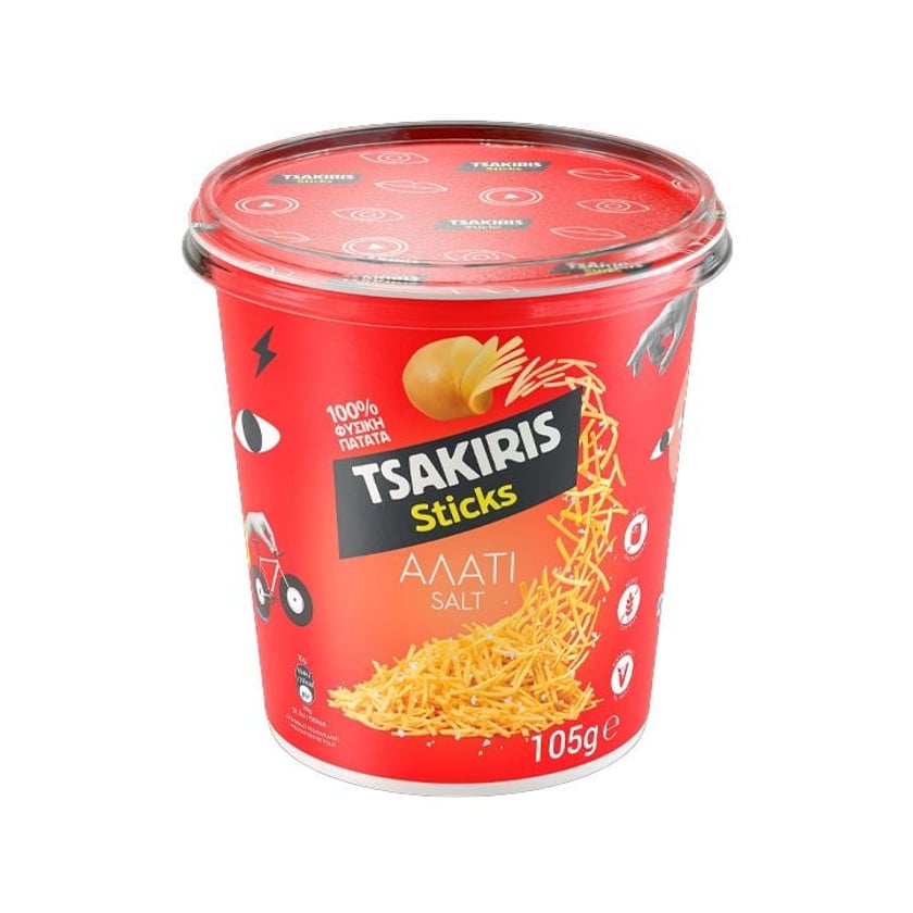 Tsakiris Sticks Cup Αλάτι 105g Delivery | Παράγγειλε Tsakiris Sticks ...