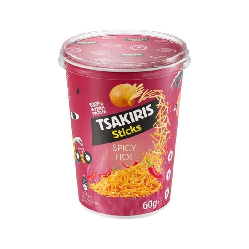 Tsakiris Sticks Πατατάκια Spicy Hot 60g Delivery | Παράγγειλε Tsakiris ...