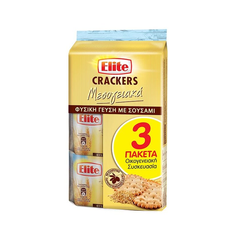 Elite Crackers Μεσογειακά Φυσική Γεύση 3x105g Delivery | Παράγγειλε ...