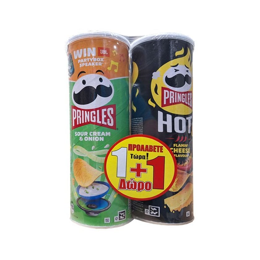 Pringles Πατατάκια Sour Cream & Onion 165g + Hot Flamin' Cheese 160g 1+1 Δώρο Delivery ...