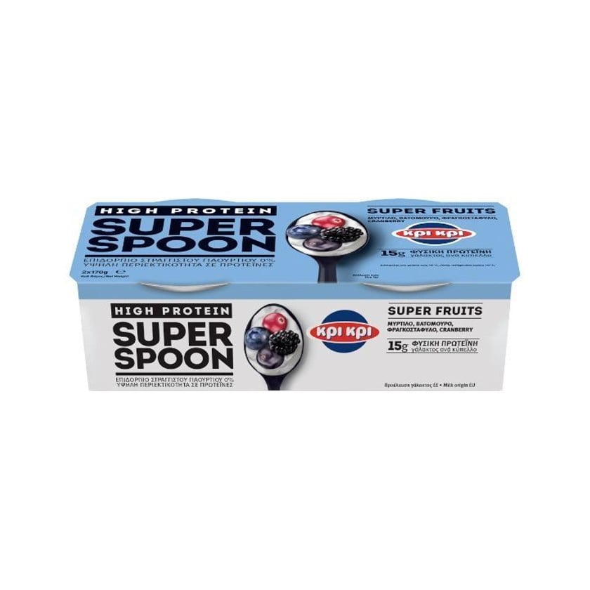 Κρι Κρι Super Spoon High Protein Επιδόρπιο Γιαουρτιού Blueberry 2x170g ...